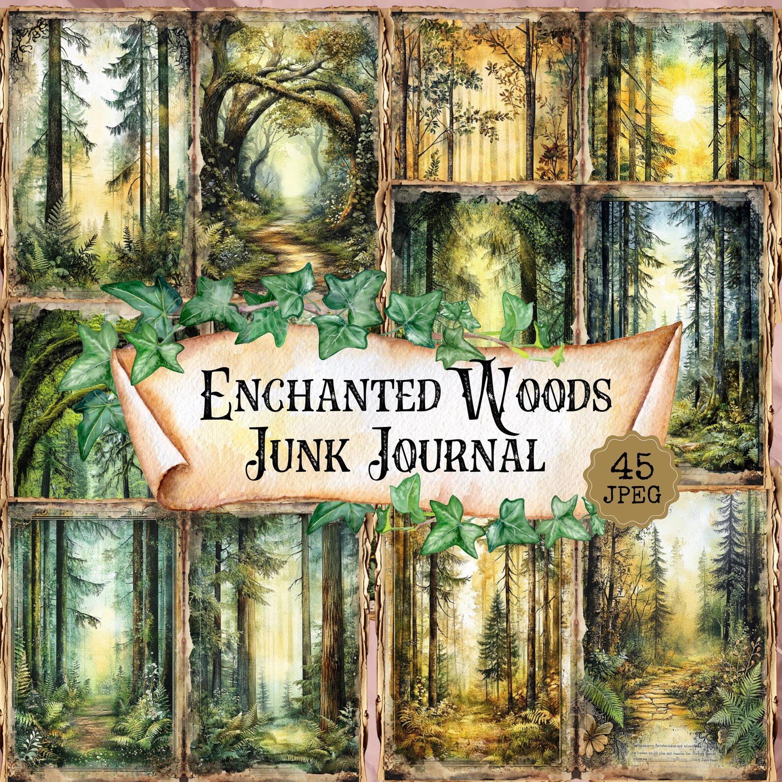 Enchanted Woods Junk Journal Pages | Deep Forest Themed Journal Kit ...