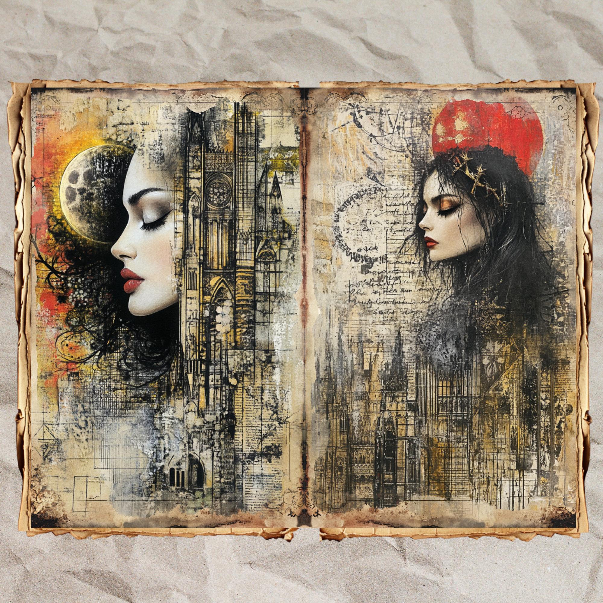 Gothic Vampire Junk Journal Pages | Vintage Vampire Halloween Themed ...