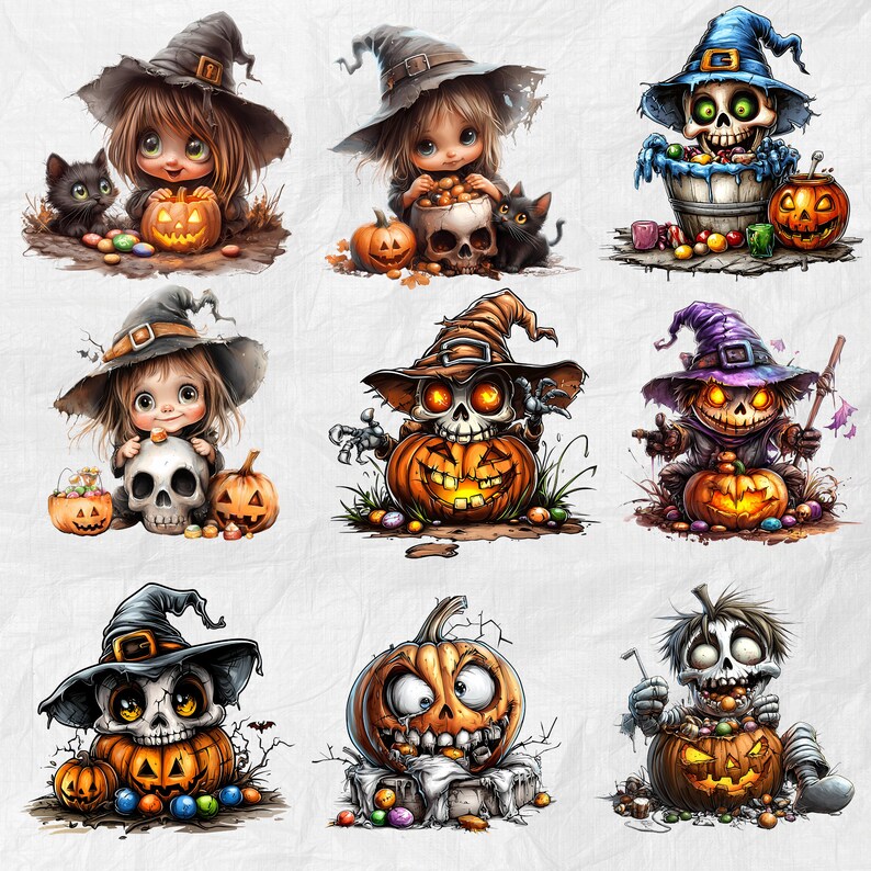 Spooky Halloween Clipart Bundle | 45 PNG Creepy Halloween Fest Perfect ...