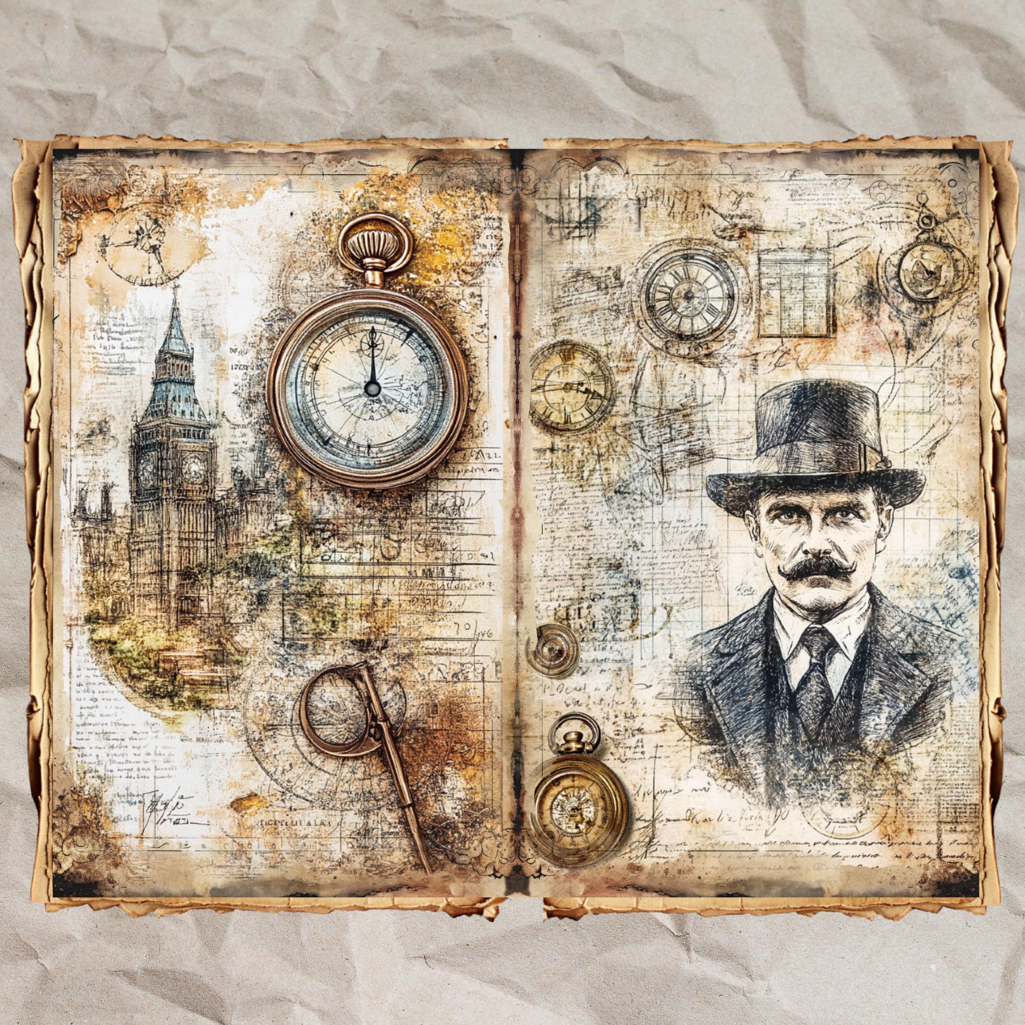 Vintage Detective Junk Journal Kit: British Gentleman Ephemera (46 JPEG ...