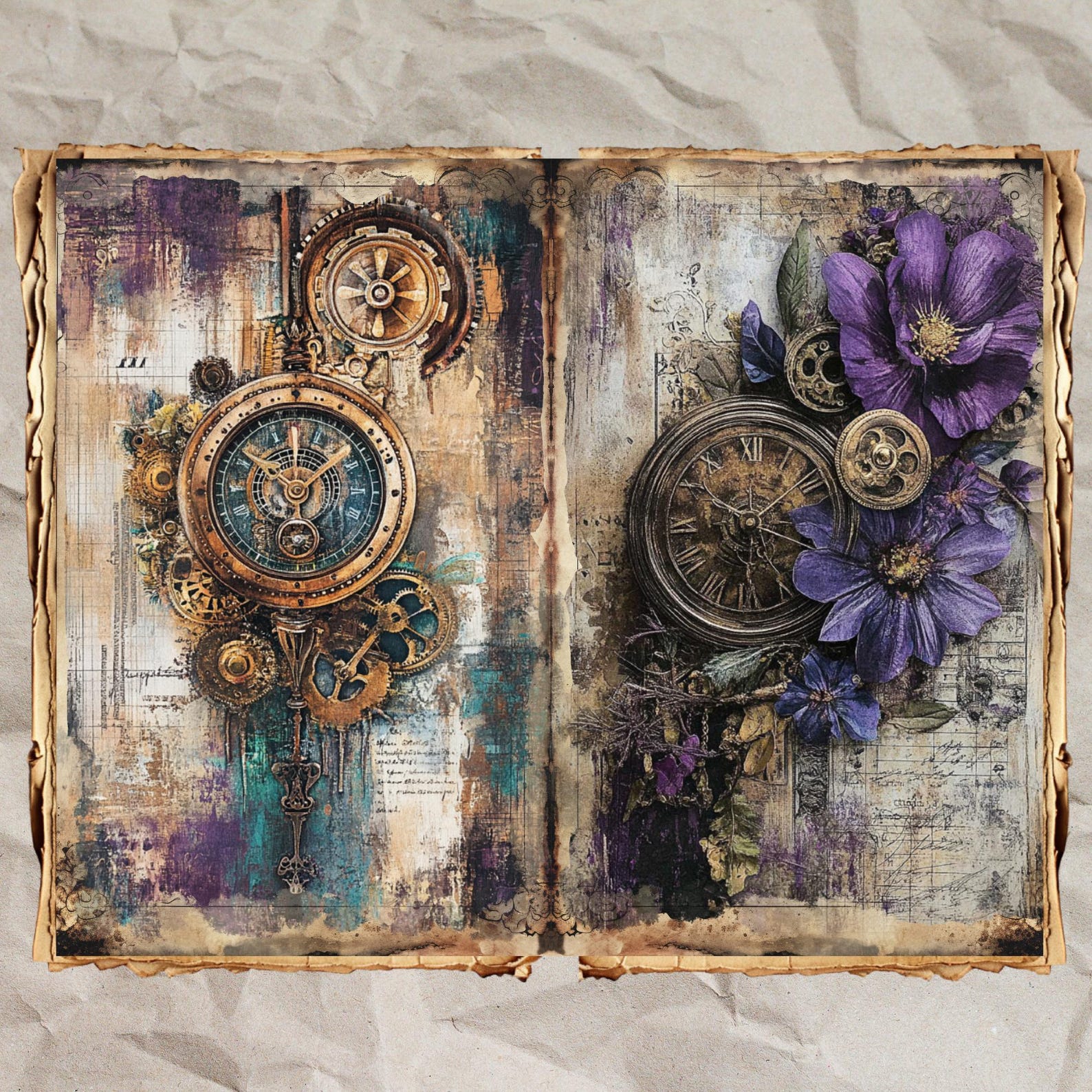 Vintage Steampunk Junk Journal Kit: Retro Purple Ephemera (44 JPEG) - Etsy
