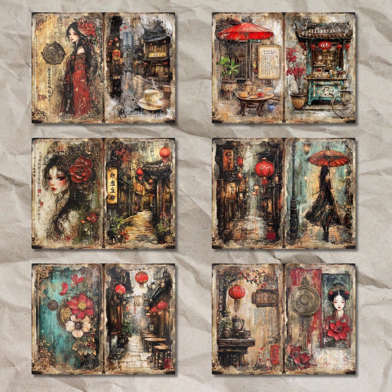 China Town Junk Journal Pages | Vintage Chinese Culture Themed Kit ...