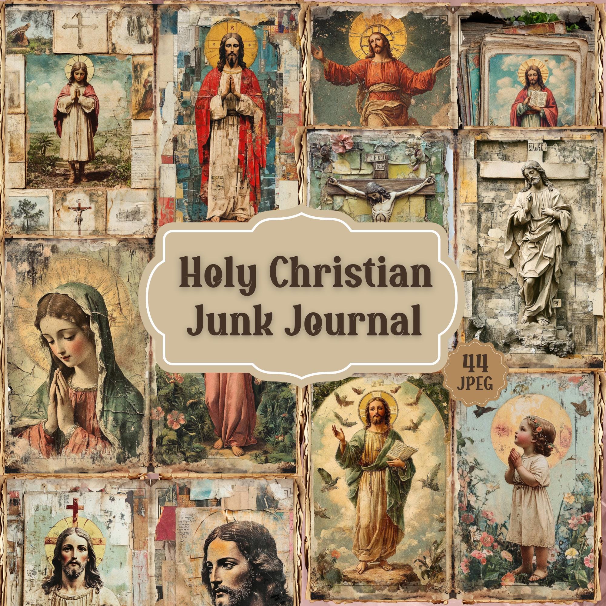 Holy Christian Junk Journal Printable Pages | Vintage Christian Jesus Faith Themed Kit | Shabby ...
