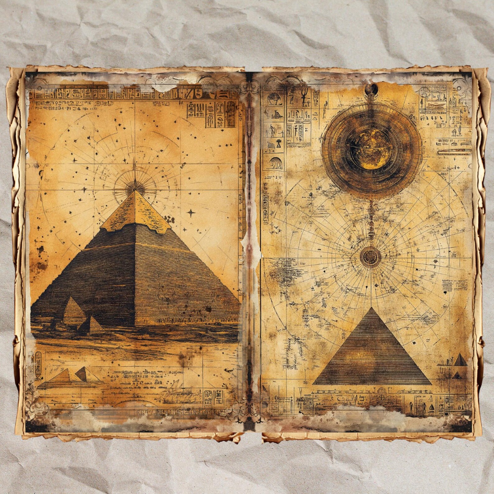 Cosmic Pyramid Junk Journal Pages: Ancient Egypt Scrapbook (60 JPEG) - Etsy
