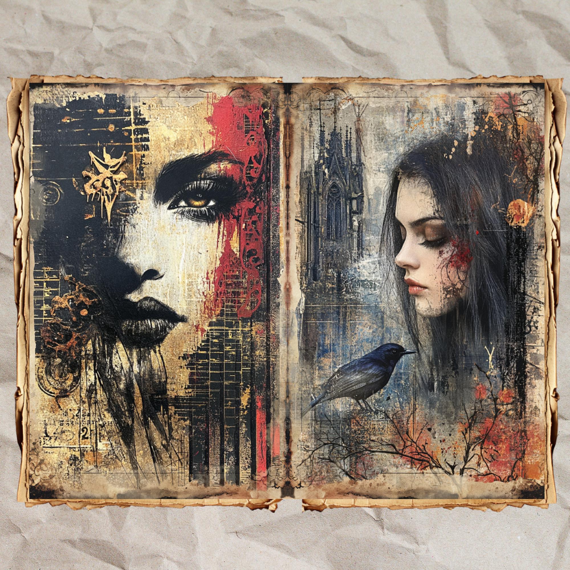 Gothic Vampire Junk Journal Pages | Vintage Vampire Halloween Themed ...