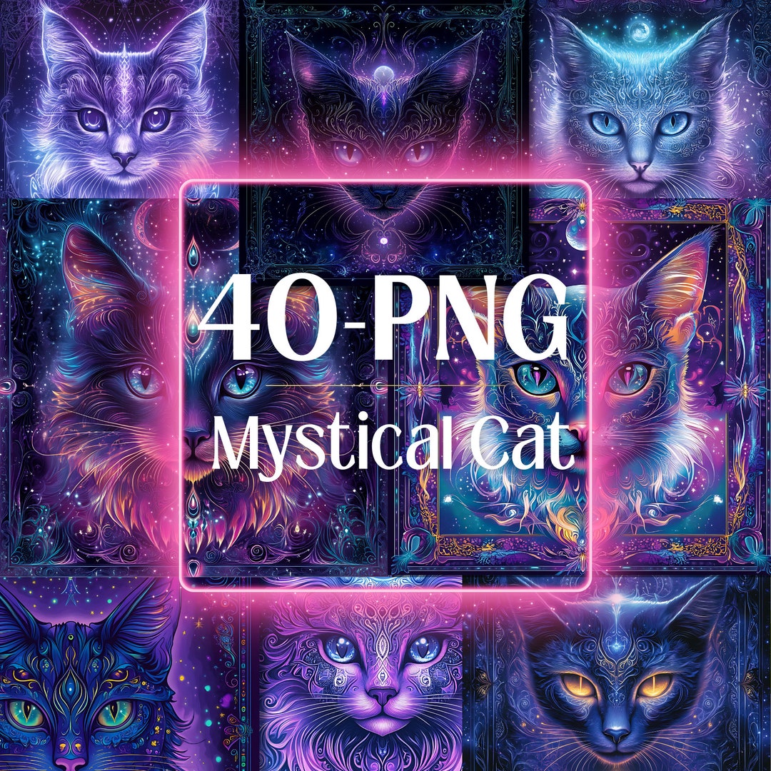 Mystical Cat Clipart, Miracle Cat Clipart, Printable 3D Mystical Cat ...