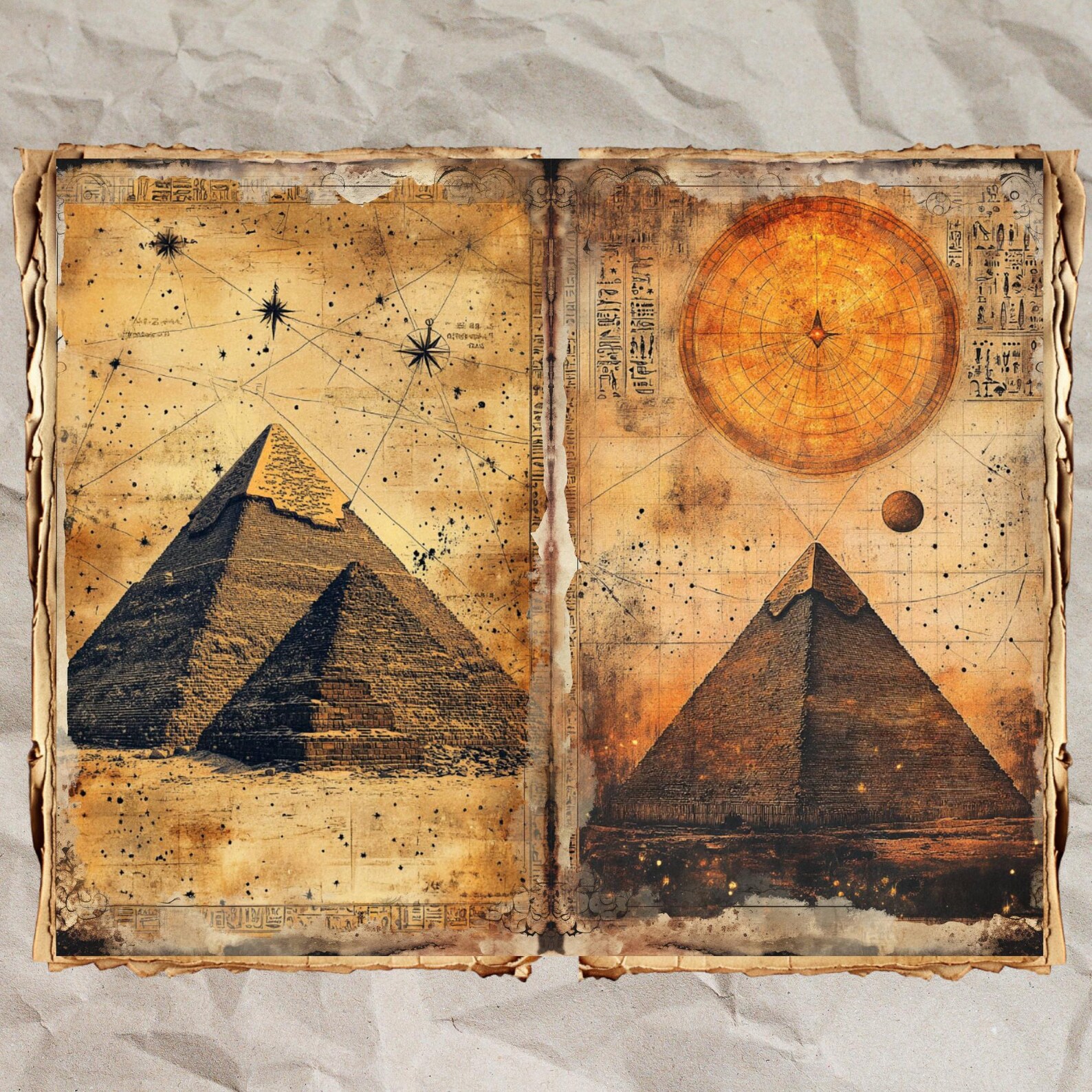 Cosmic Pyramid Junk Journal Pages: Ancient Egypt Scrapbook (60 JPEG) - Etsy
