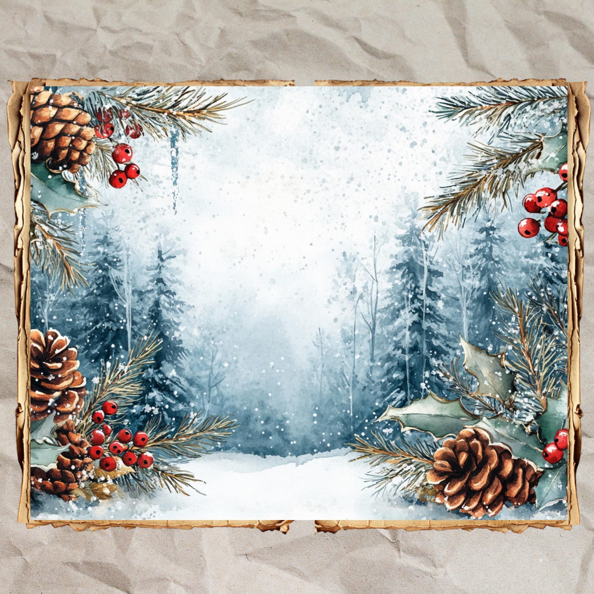Winter Frames Junk Journal Printable Pages | Winter Christmas Snowy ...