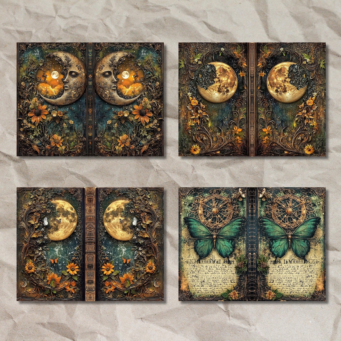 Spellbound Book Covers | Ancient Cover Pages Junk Journal Kit | Vintage ...