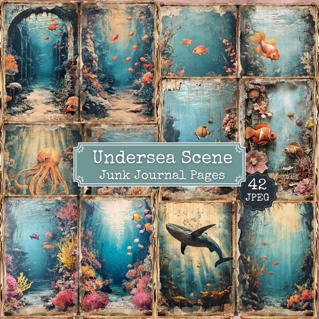 Vintage Undersea Scene Junk Journal Printable Pages | Sea Life Collage ...