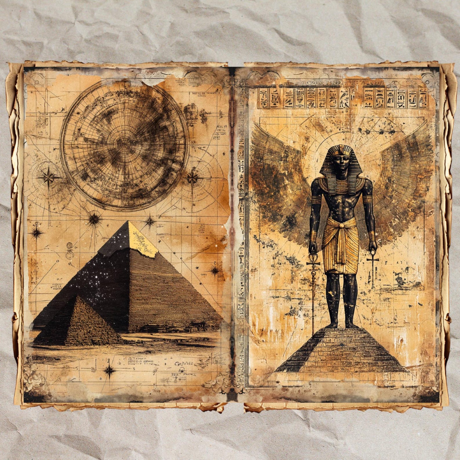 Cosmic Pyramid Junk Journal Pages: Ancient Egypt Scrapbook (60 JPEG) - Etsy