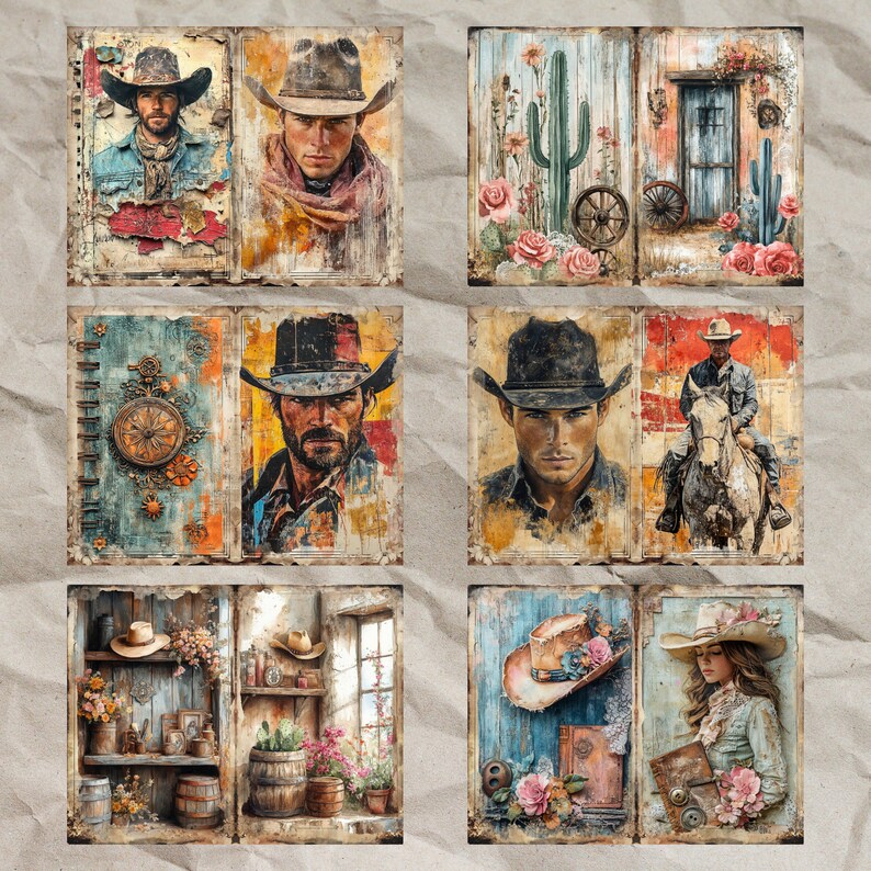 Western Junk Journal Pages, Watercolor Wild West Themed Junk Journal ...