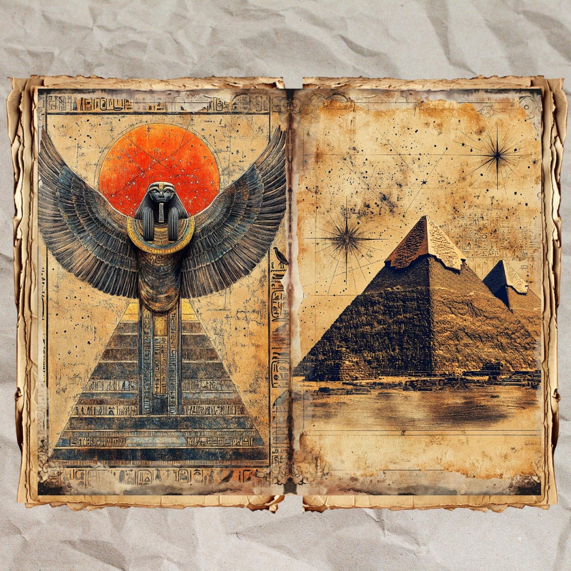 Cosmic Pyramid Junk Journal Pages: Ancient Egypt Scrapbook (60 JPEG) - Etsy