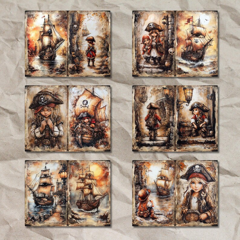 Pirate Kids Junk Journal Pages | Shabby Chic Nautical Ephemera (digital ...