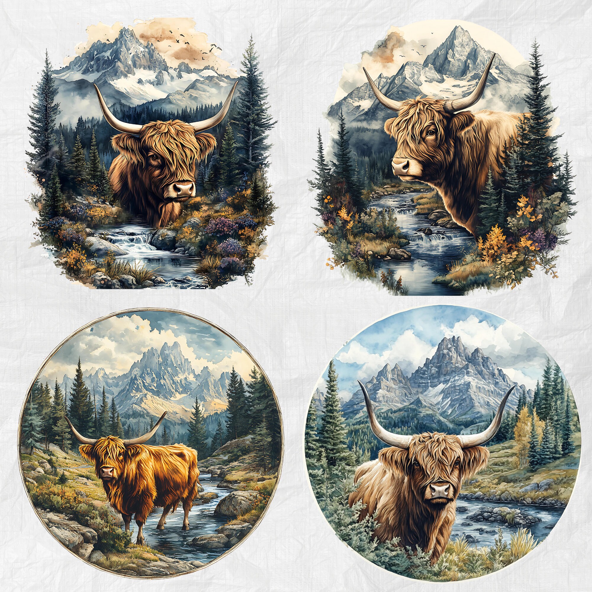 Highland Cow Clipart Bundle | 20 PNG Realistic Designs | Perfect for ...
