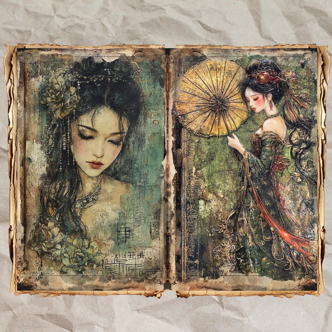 China Town Junk Journal Pages | Vintage Chinese Culture Themed Kit ...