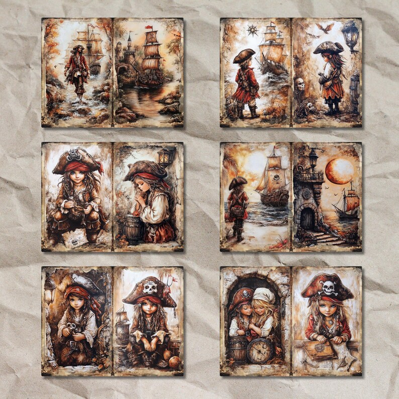 Pirate Kids Junk Journal Pages | Shabby Chic Nautical Ephemera (digital ...
