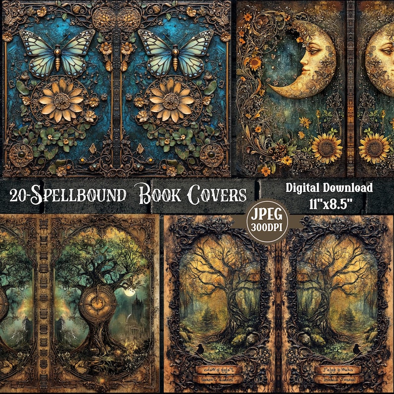 Spellbound Book Covers | Ancient Cover Pages Junk Journal Kit | Vintage ...