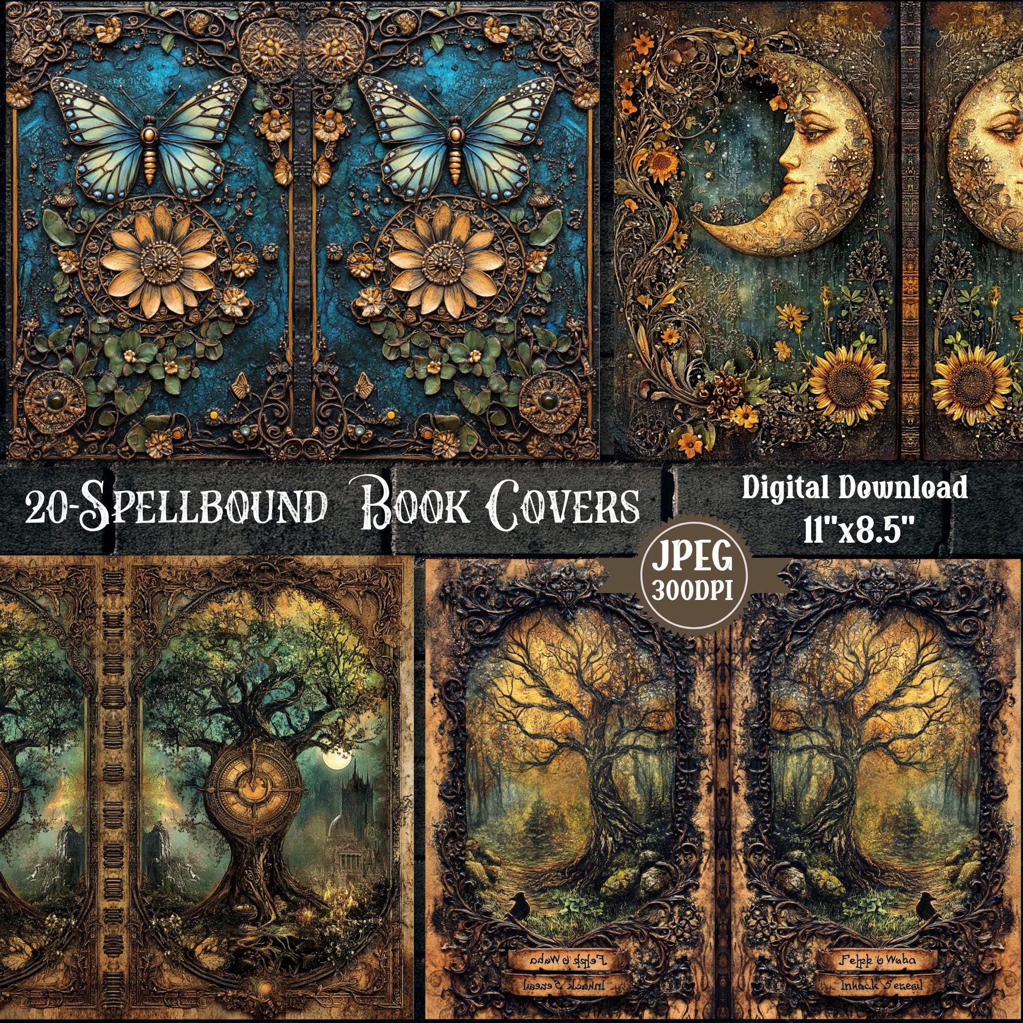 Spellbound Book Covers | Ancient Cover Pages Junk Journal Kit | Vintage ...