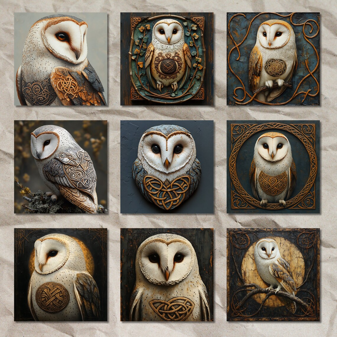 3D Owl Clipart, Vintage Fantasy Owl Image, Printable Paper Craft, and ...