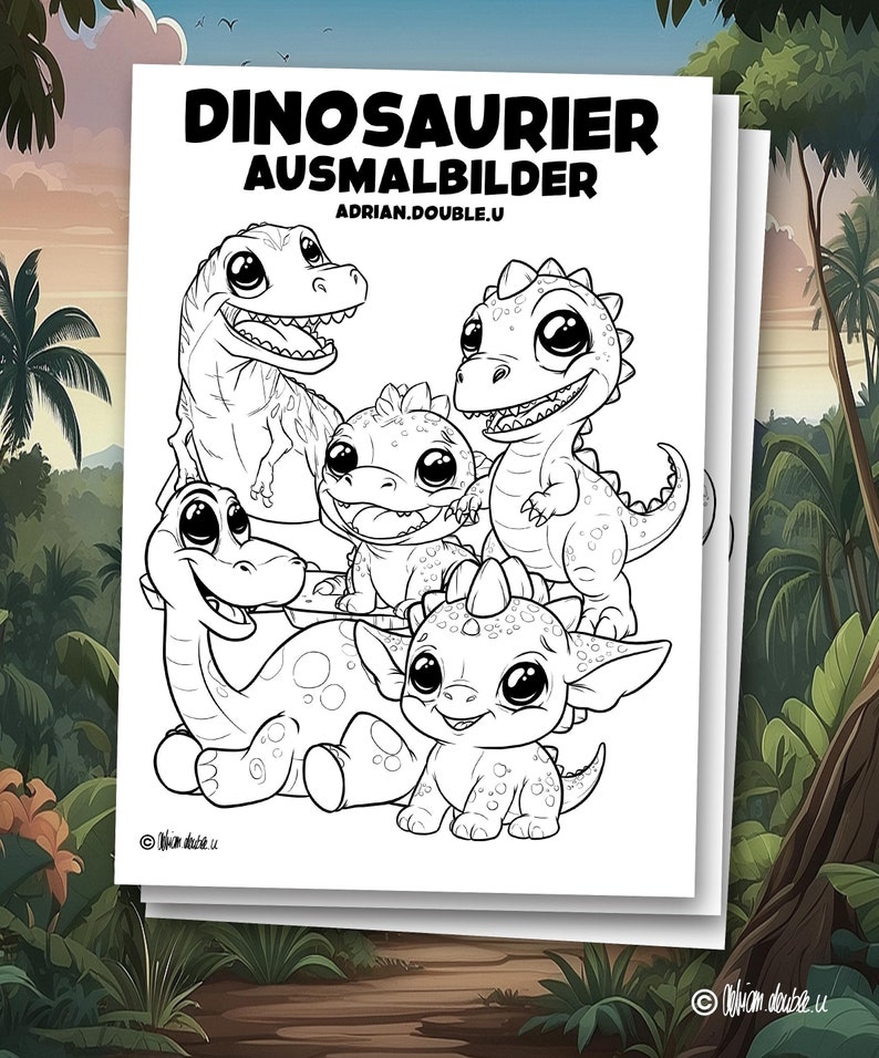 Adrian.double.u Dinosaur Coloring Pages 2024 to Print Yourself - Etsy