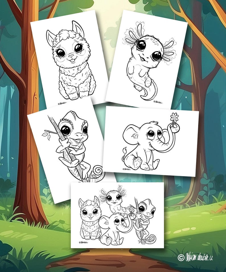 Adrian.double.u Animal Coloring Pages Part 1 2024 to Print Yourself - Etsy