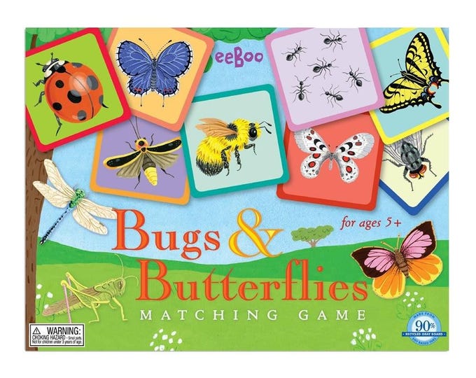 Bugs & Butterflies Matching Game by Eeboo Illustrated by Lizzy Rockwell ...