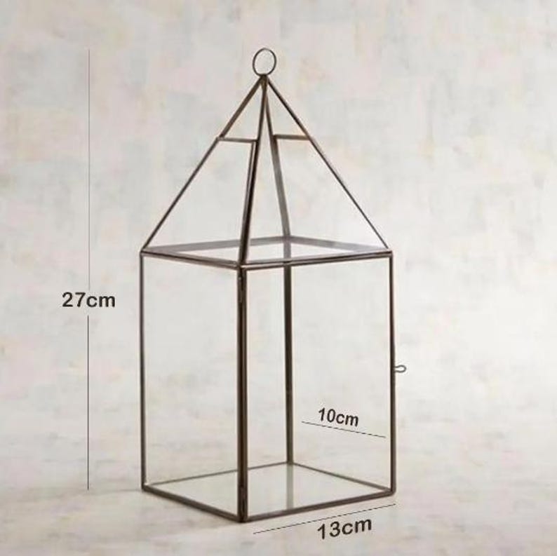 Large Geometric Glass Terrarium, Prism Jewelry Box, Handmade Terrarium ...