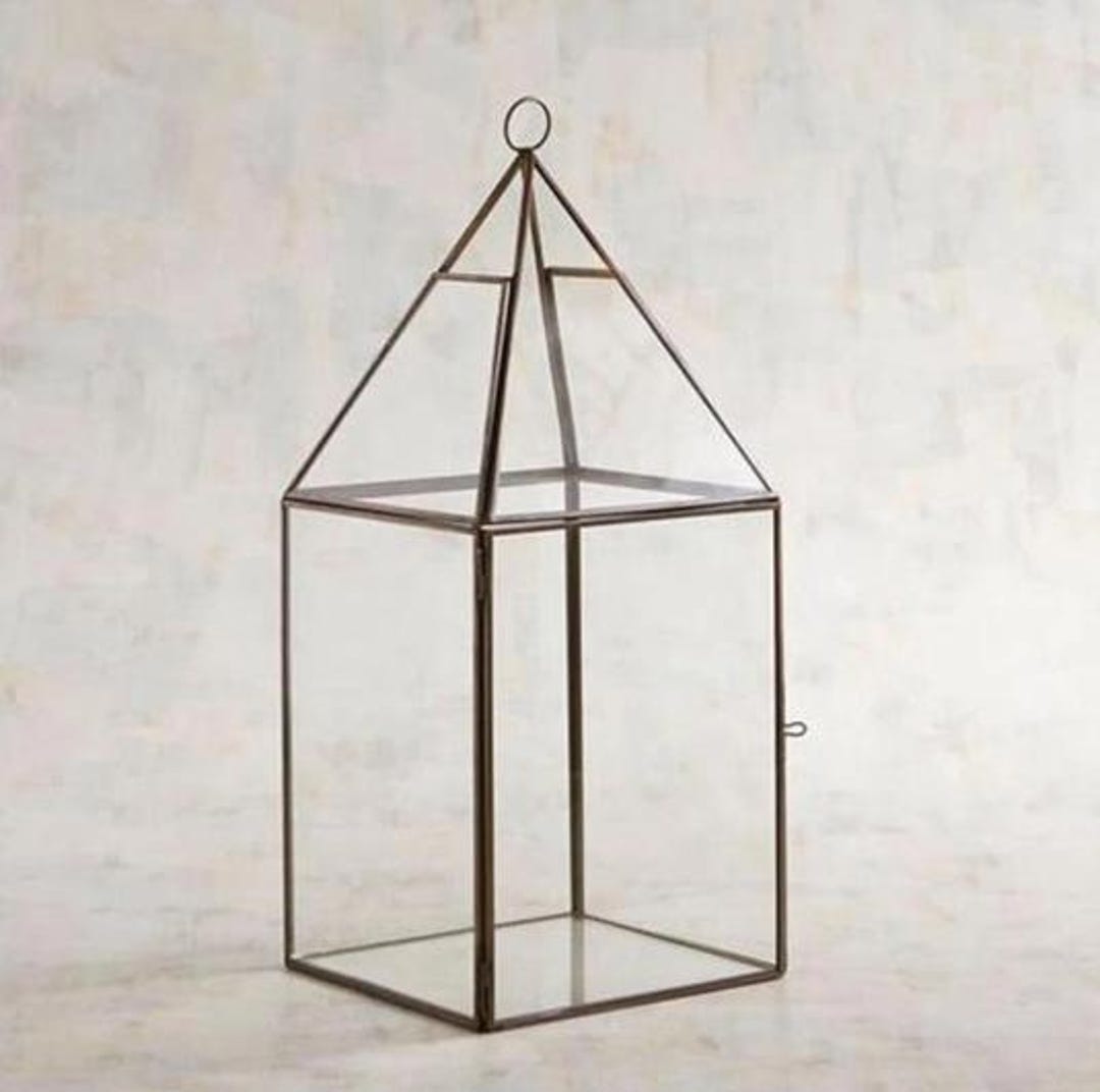 Large Geometric Glass Terrarium, Prism Jewelry Box, Handmade Terrarium ...