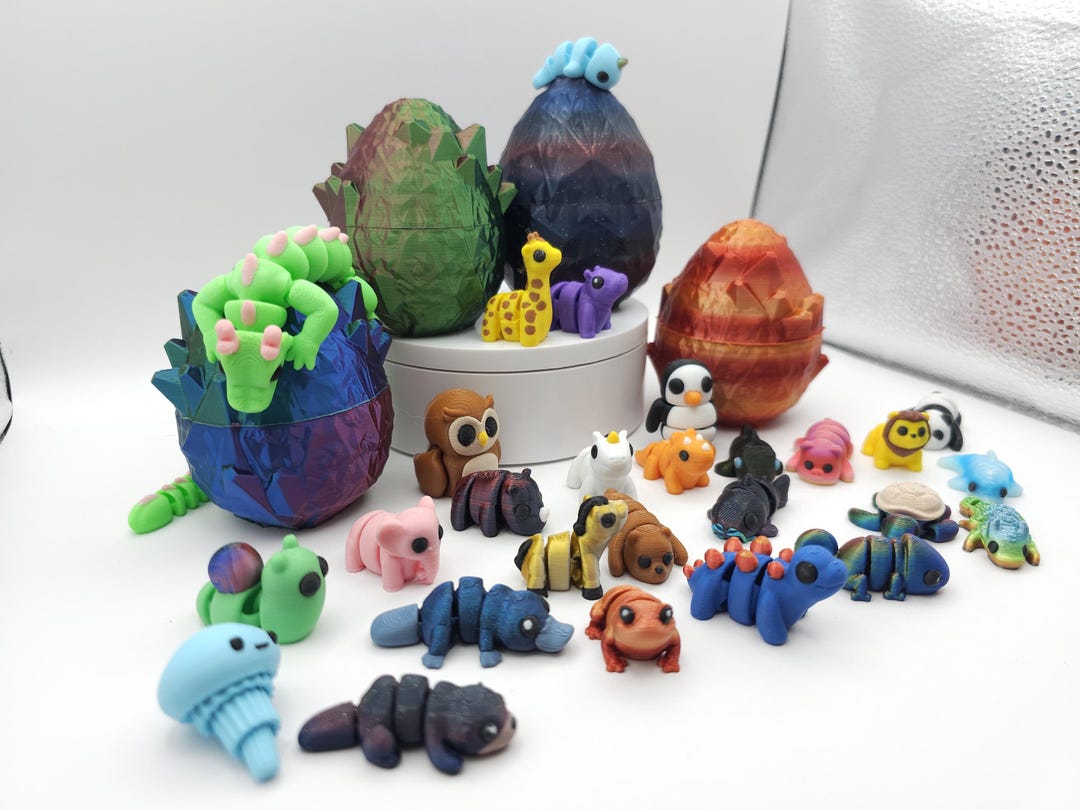 Mini Animals W/ Mystery Egg Included 3D Printed Articulated Fidgets and ...