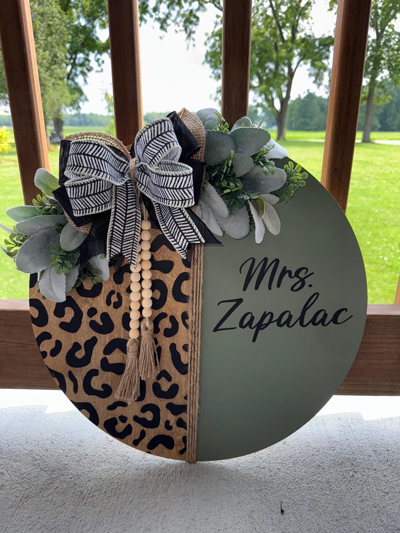 Personalized Leopard Print Door Hanger - Etsy