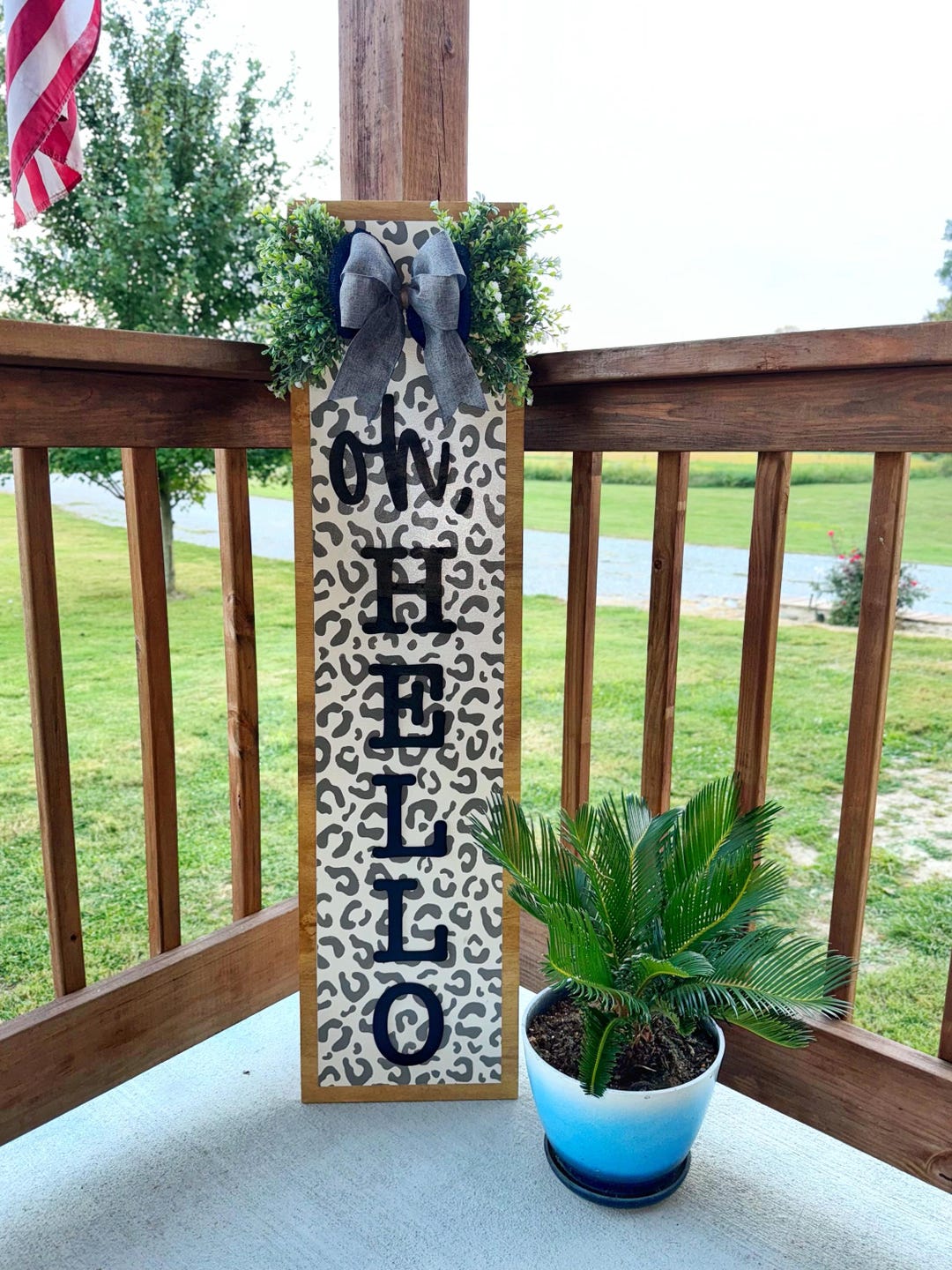 Gray Leopard Print Oh, Hello Porch Leaner - Etsy