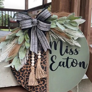 Personalized Leopard Print Door Hanger - Etsy