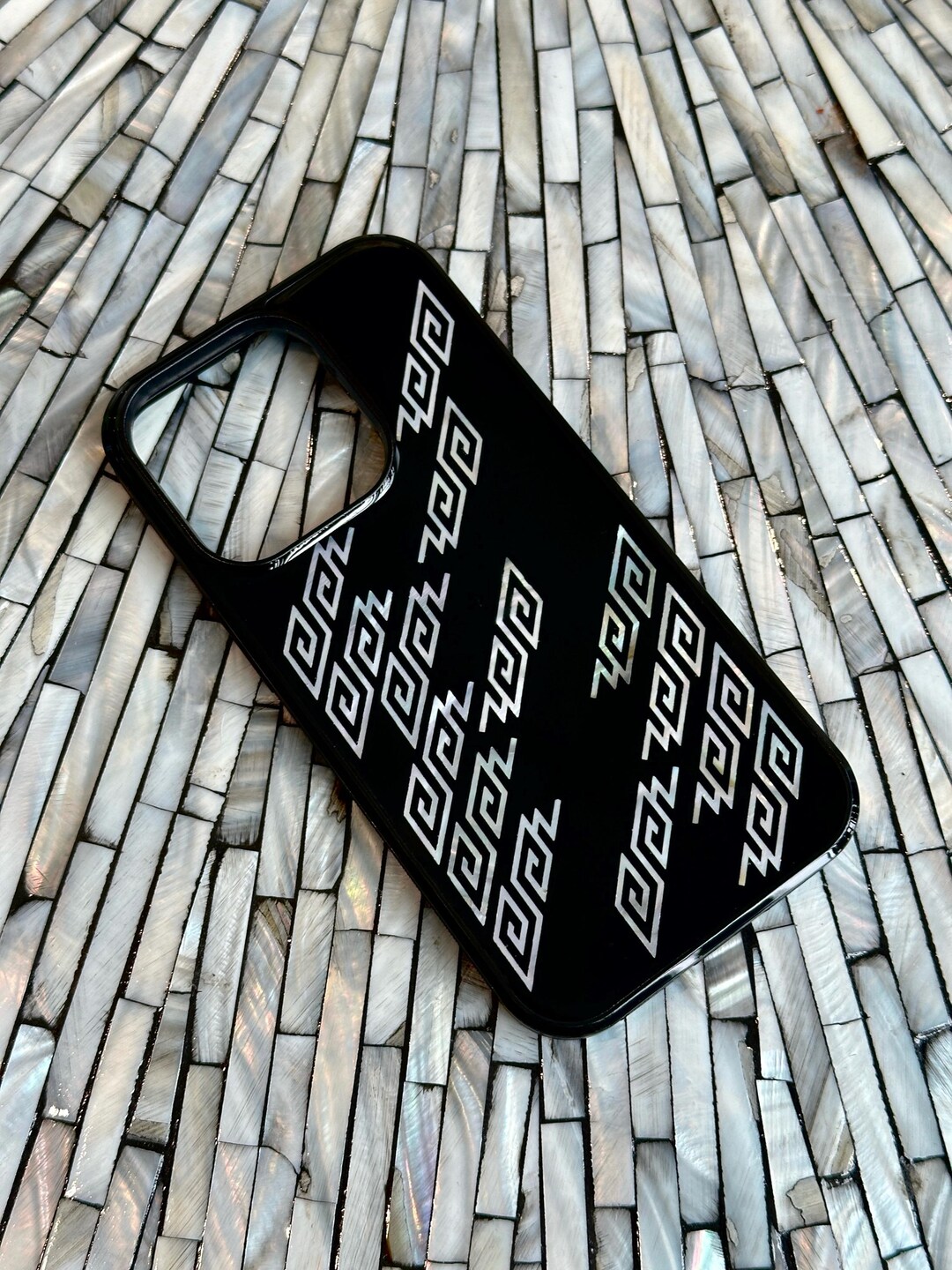 Luxury Handmade Blue Abalone Shell Inlay Case for iPhone 12 13 14 15 ...