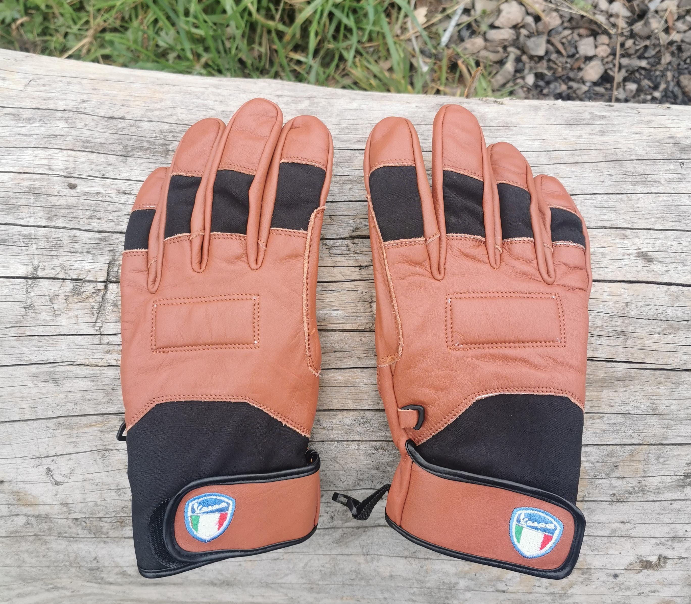 Vespa Rustic Brown Italian Leather Gloves Windproof Waterproof Winter ...