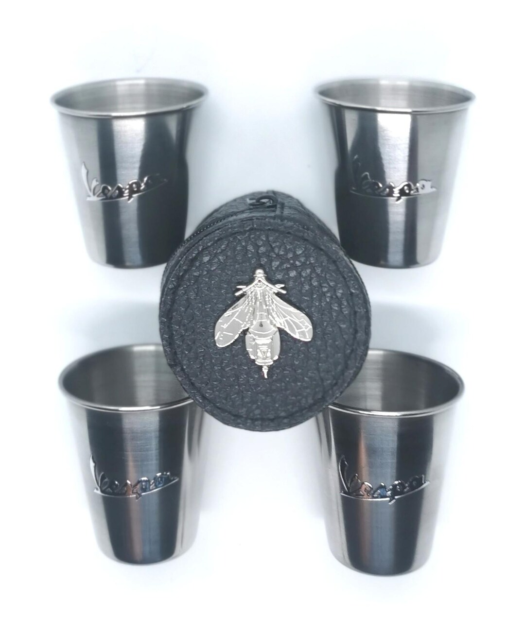 Vespa Stainless Steel Shot Cups: Set of 4 With Leather Bag - Etsy
