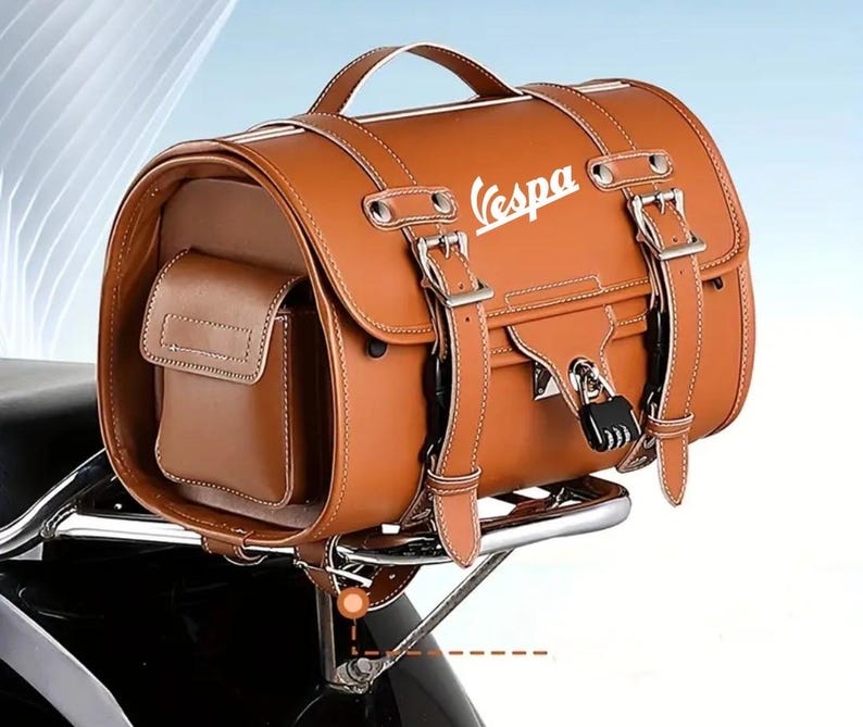 Vespa Rear Rack Bag | PU Leather Scooter Luggage, Retro Style - Etsy