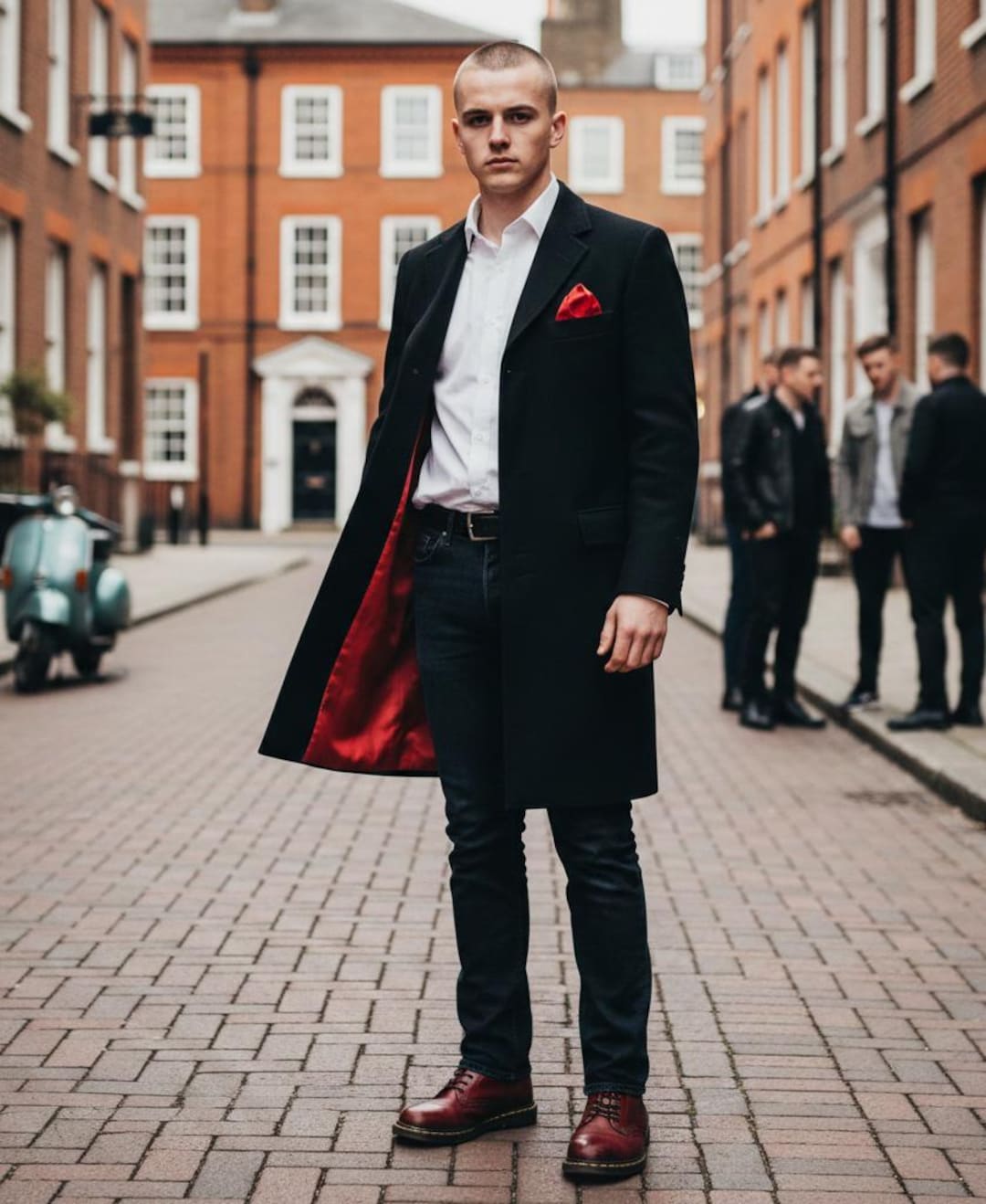 60s Mod Cromby Overcoat – Slim Fit Wool Blend, Red Satin Lining - Etsy UK
