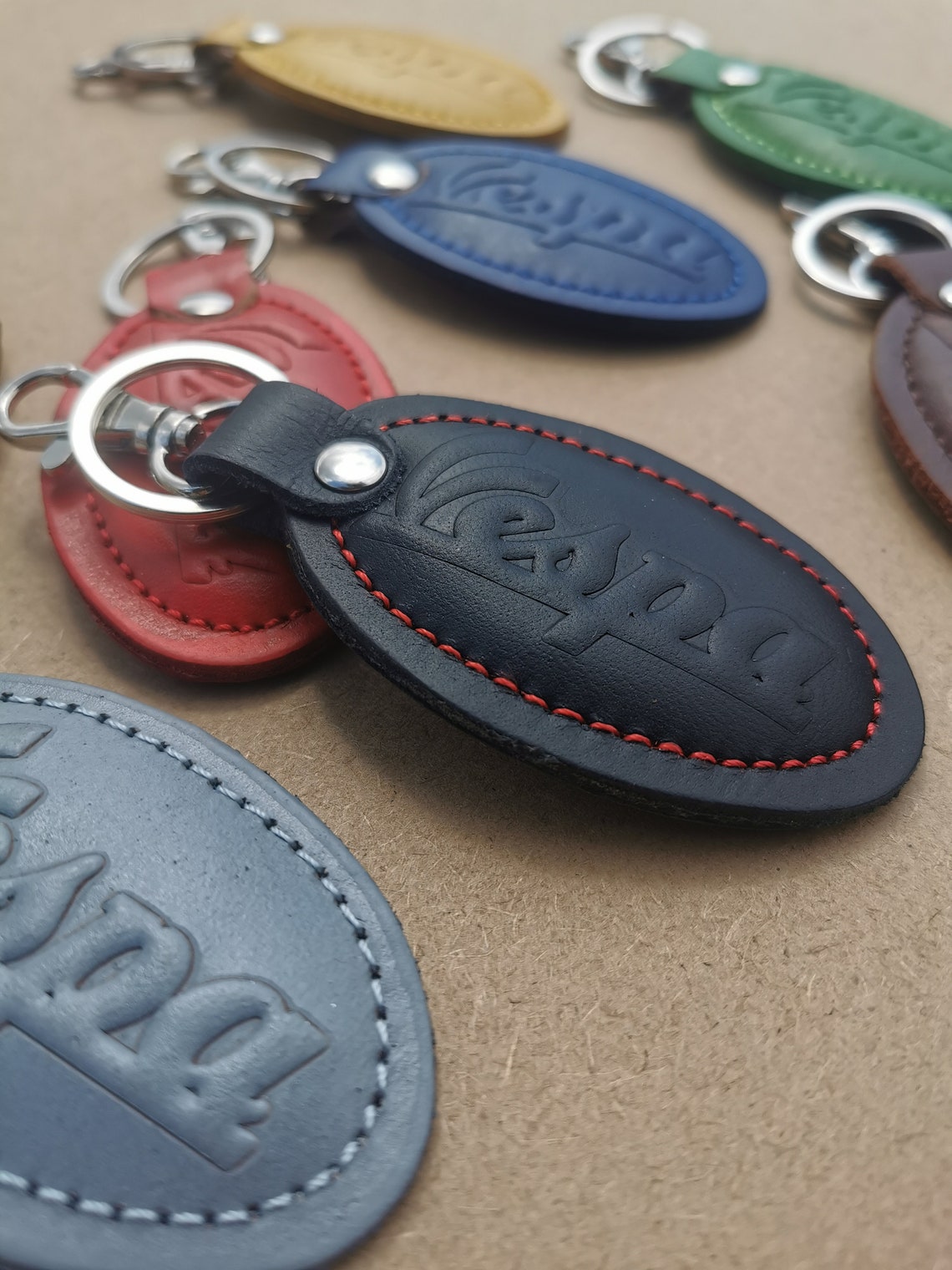Handmade Vespa Italian Leather Key Chain Key Ring 10 Colours Piaggio PX ...