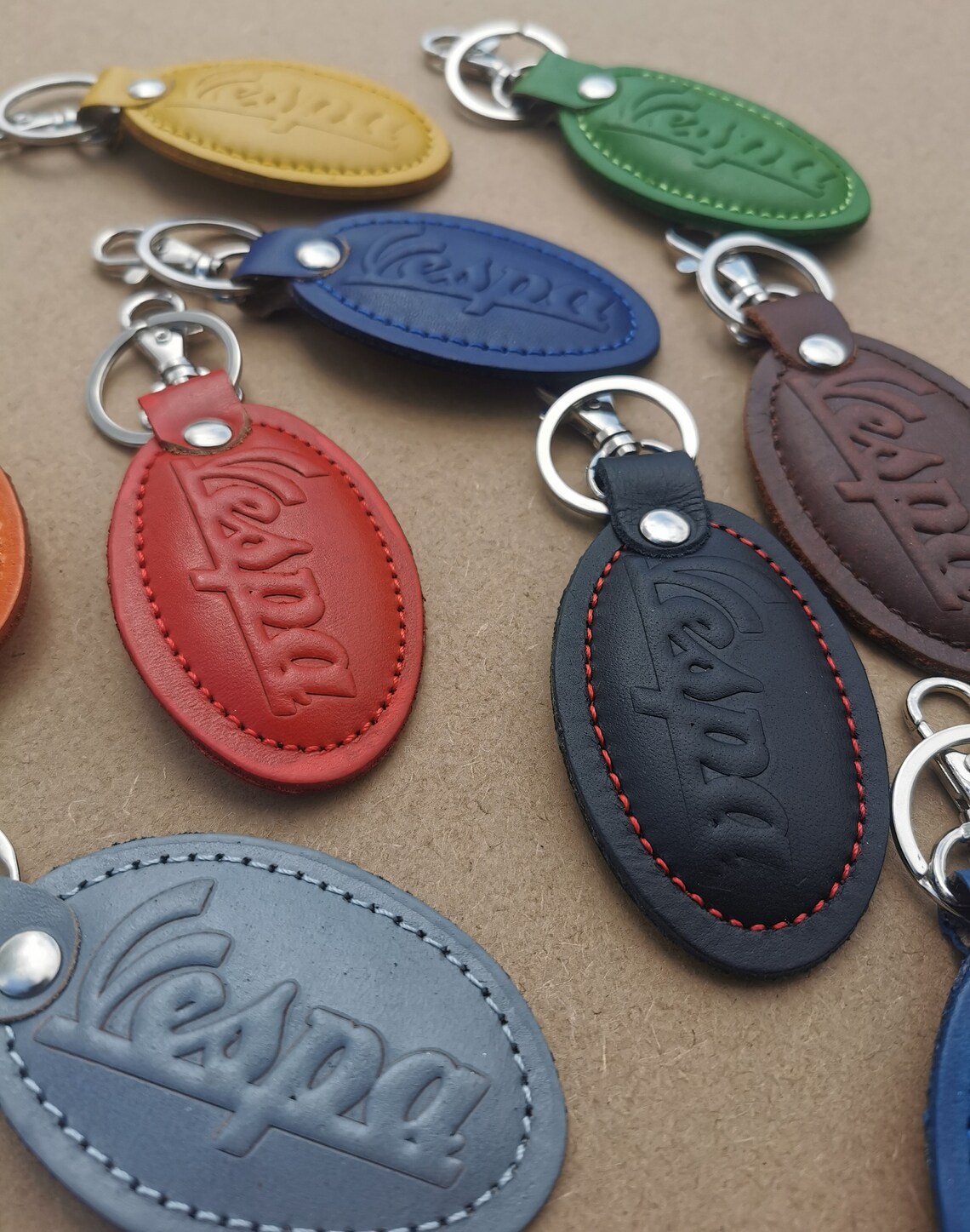 Handmade Vespa Italian Leather Key Chain Key Ring 10 Colours Piaggio PX ...