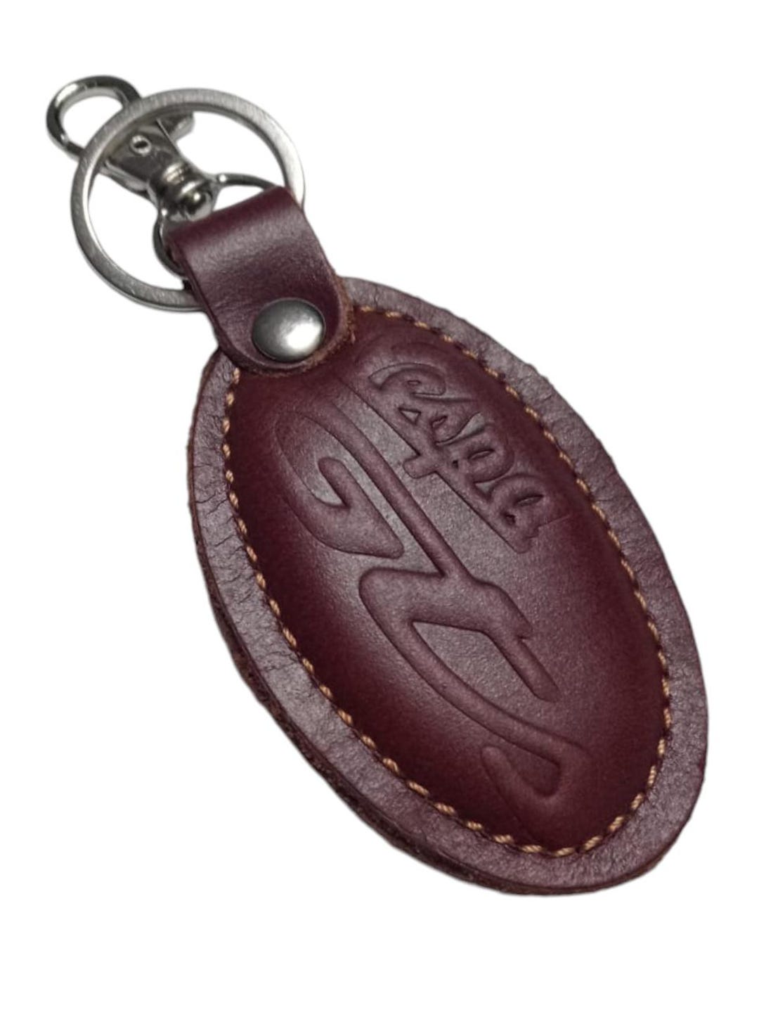 Handmade Italian Leather Vespa Keychain: Embossed Oval Keyring - Etsy