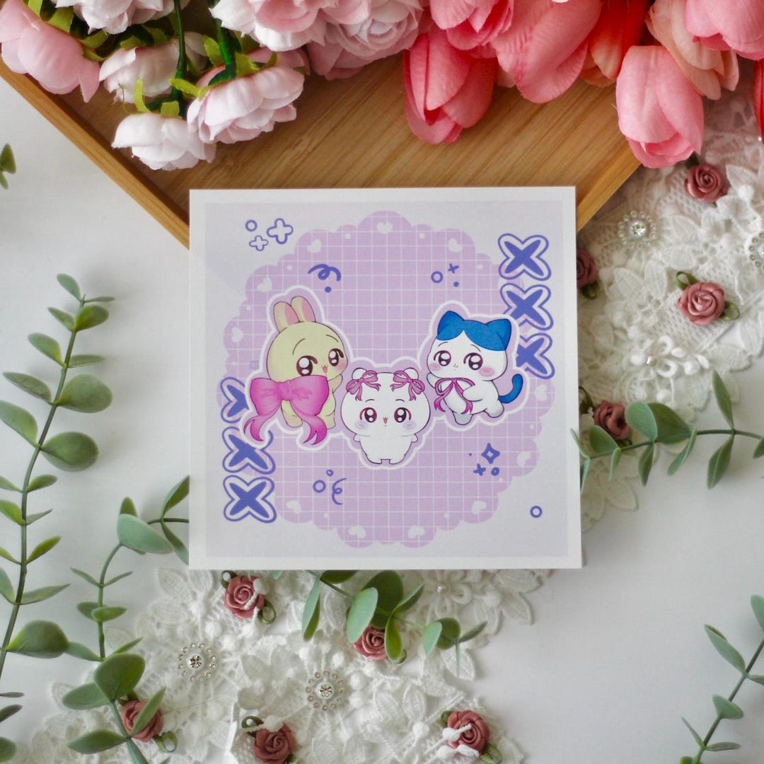 Cute Animal Chiikawa and Friends Mini Print | Cute Coquette Bows on ...