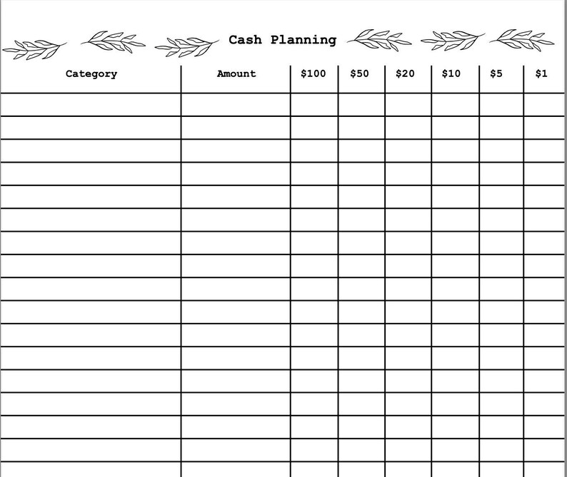 A5 Printable Cash Planning Sheet - Etsy