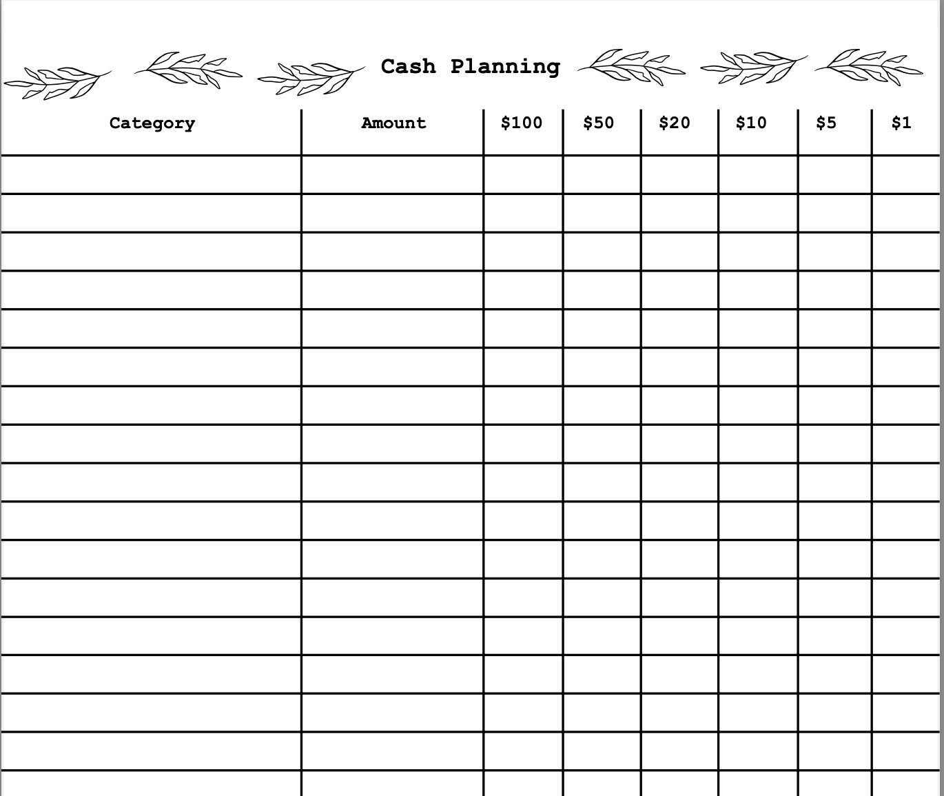 A5 Printable Cash Planning Sheet - Etsy