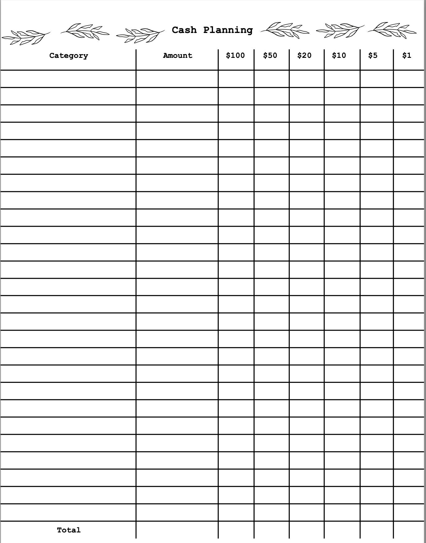 A5 Printable Cash Planning Sheet - Etsy