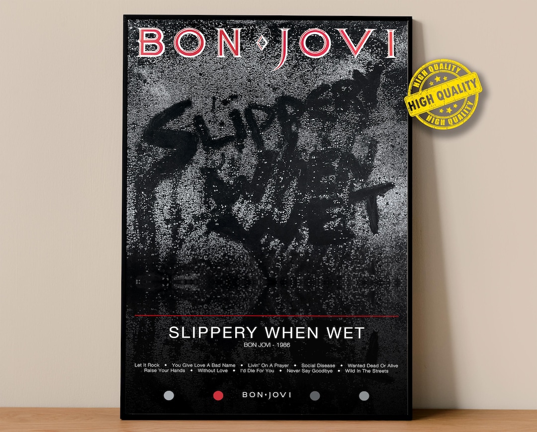 Bon Jovi Poster Slippery When Wet Poster Album Poster Prints Wall Decor ...