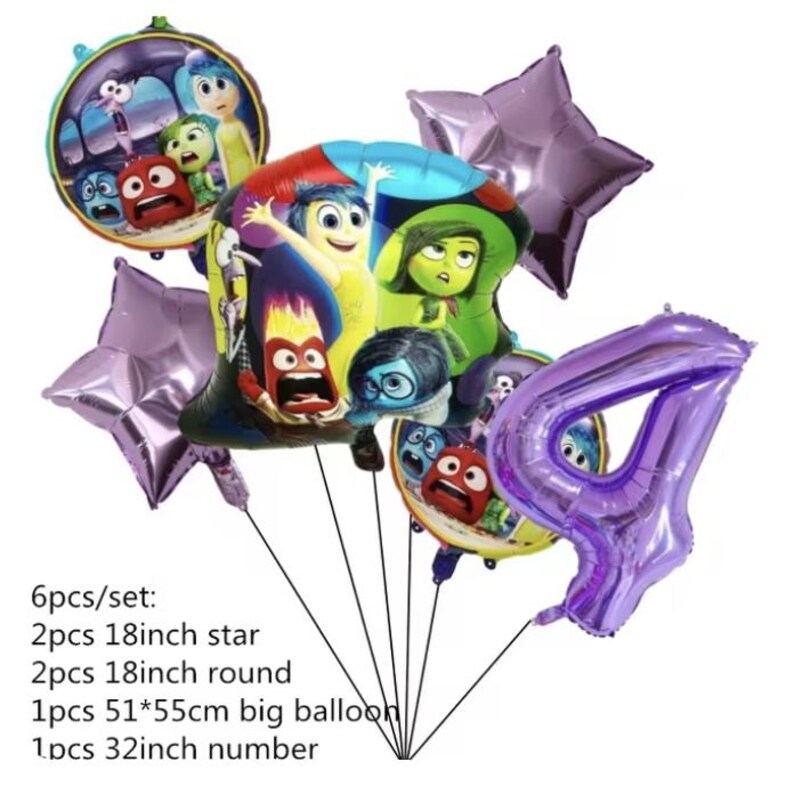 Disney Inside Out Balloon Set With Number 6pcs - Etsy