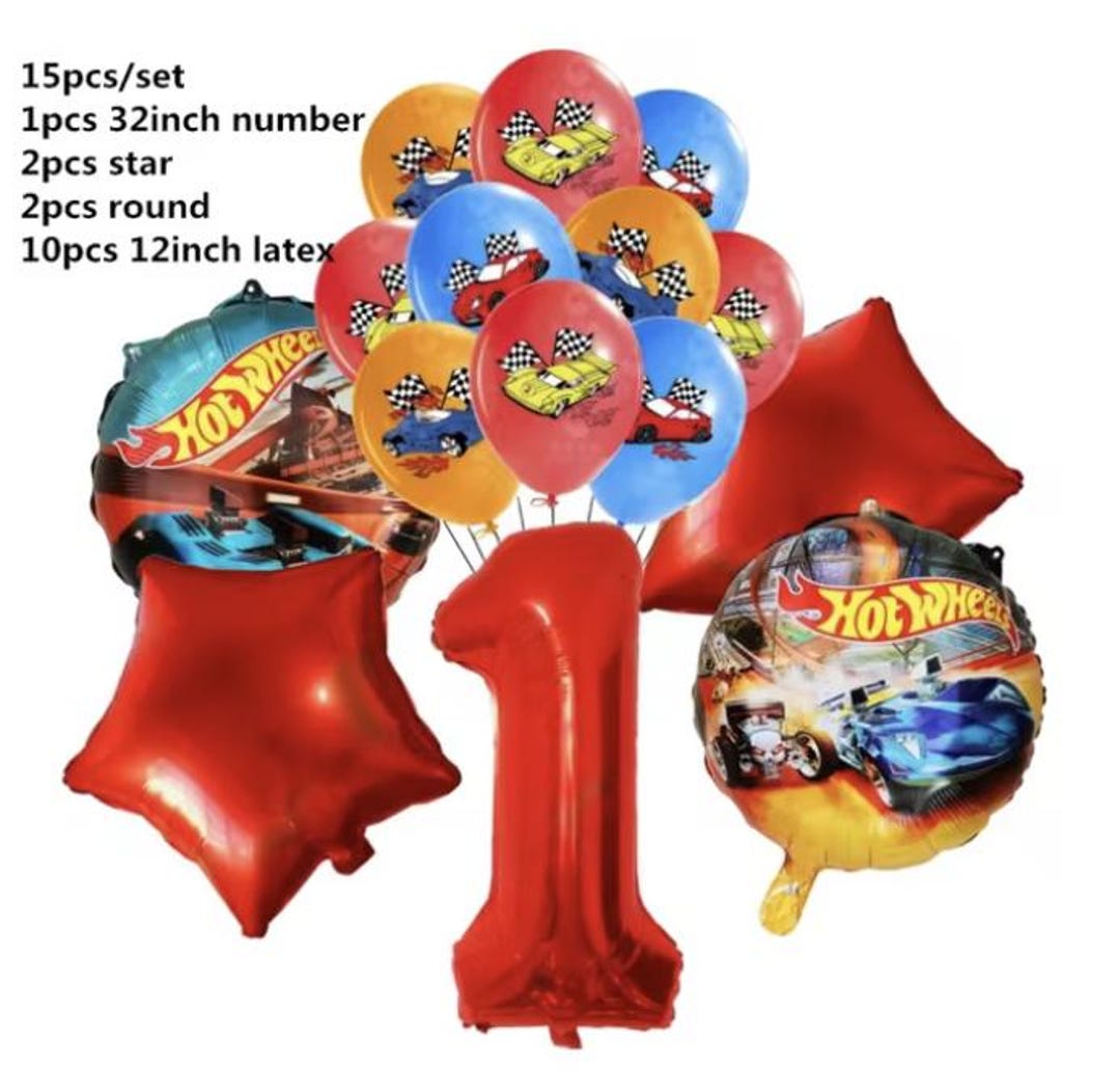 Hot Wheels Balloon Set With Number 15pcs - Etsy