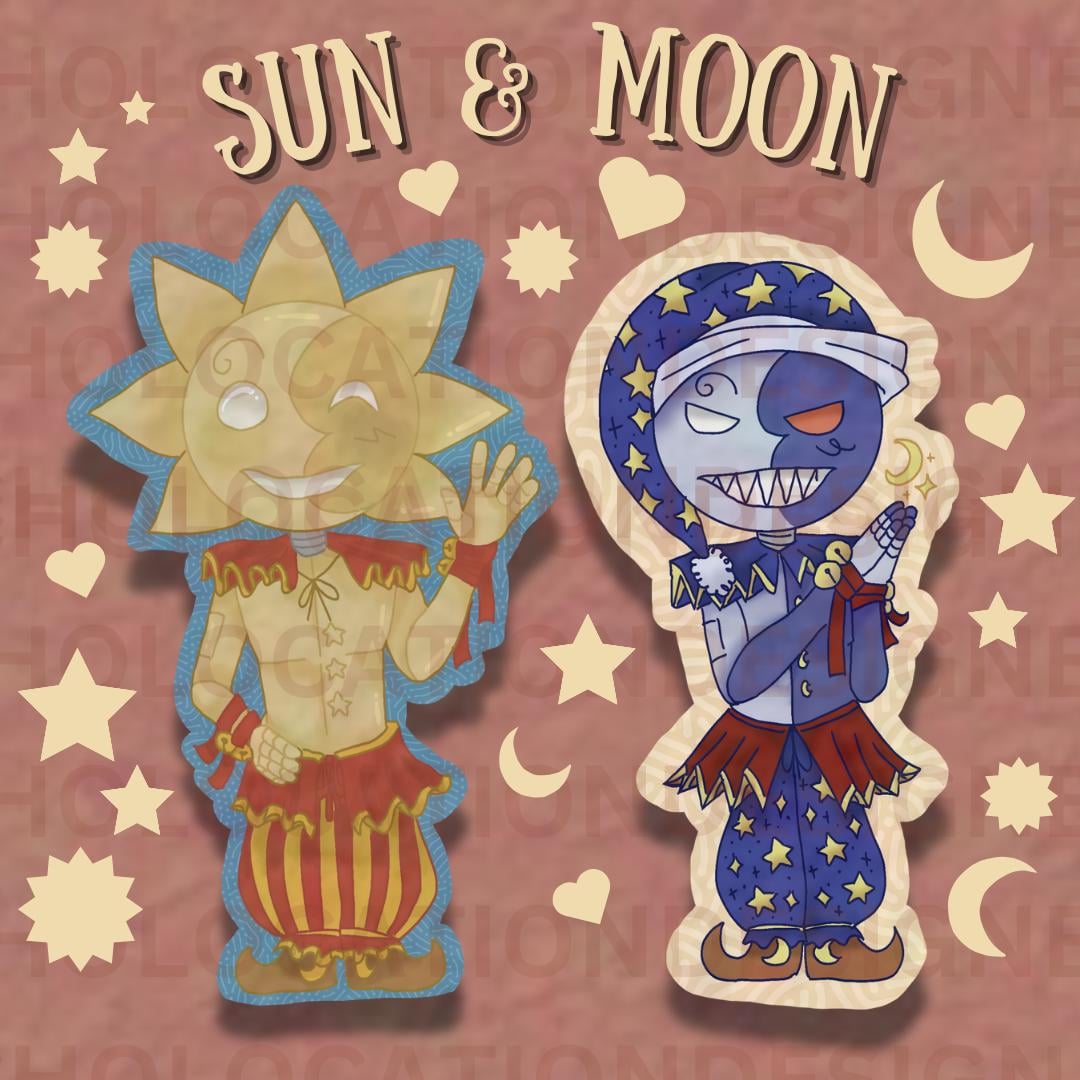 Sun and Moon FNAF STICKER - Etsy