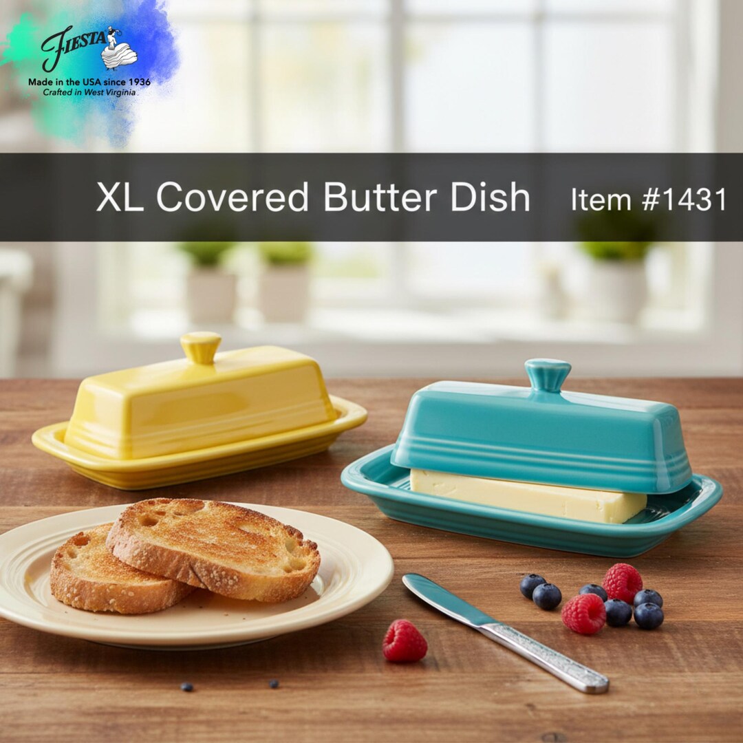 Fiestaware XL Covered Butter Dish #1431 - Large Double Stick Butter ...